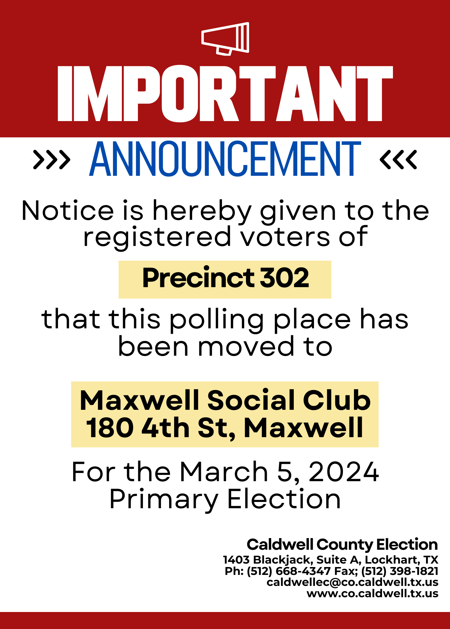 Current and Upcoming Elections - Caldwell County, TX